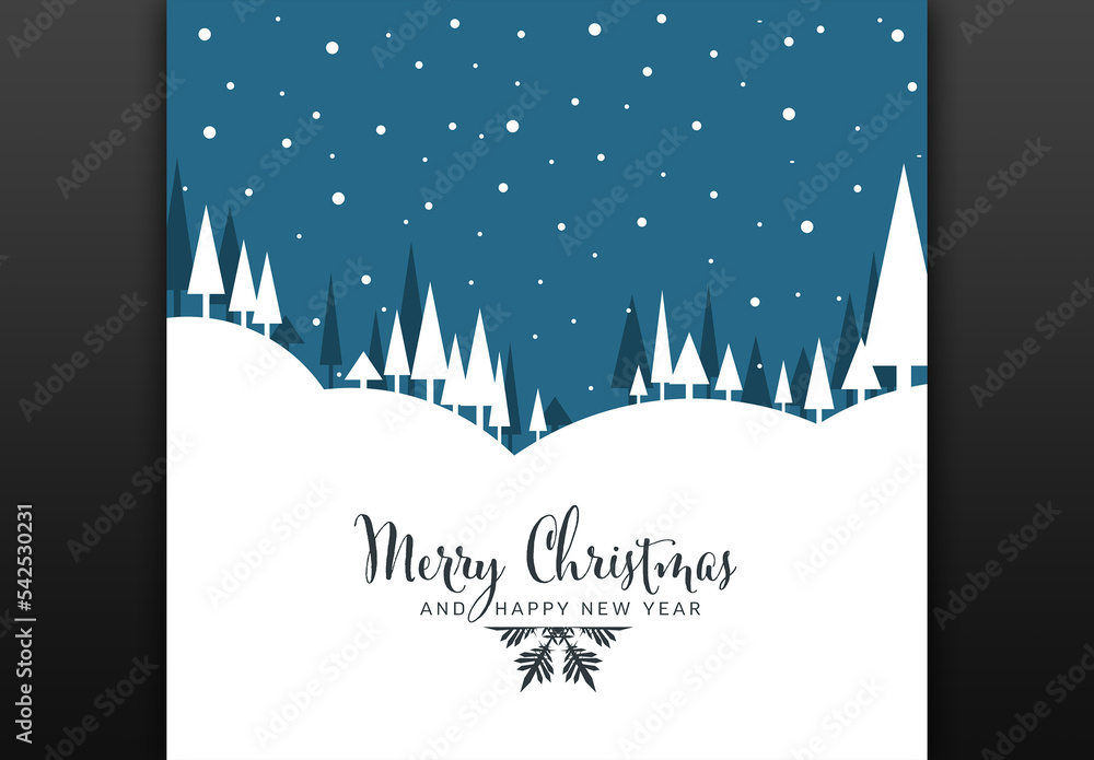 Snowy Landscape as a Christmas Card Stock Template | Adobe Stock