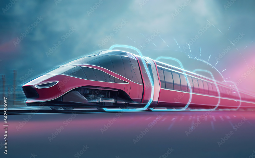 generic concept design of a speed electric bullet train in futuristic ...