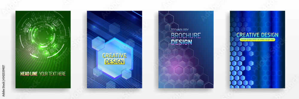 Science cover design for business presentation. Hi-tech brochure flyer ...