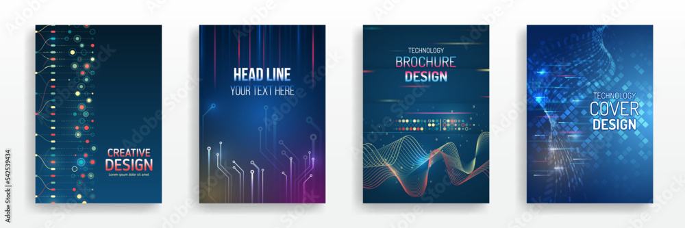 Hi-tech brochure flyer template. Abstract futuristic design concept ...