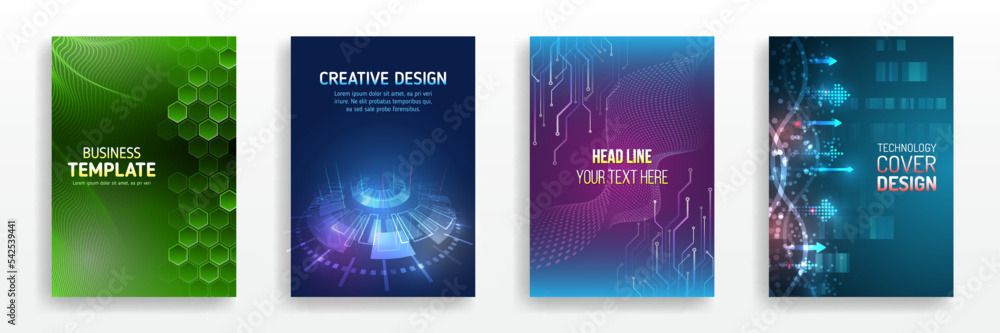 Science cover design for business presentation. Hi-tech brochure flyer ...