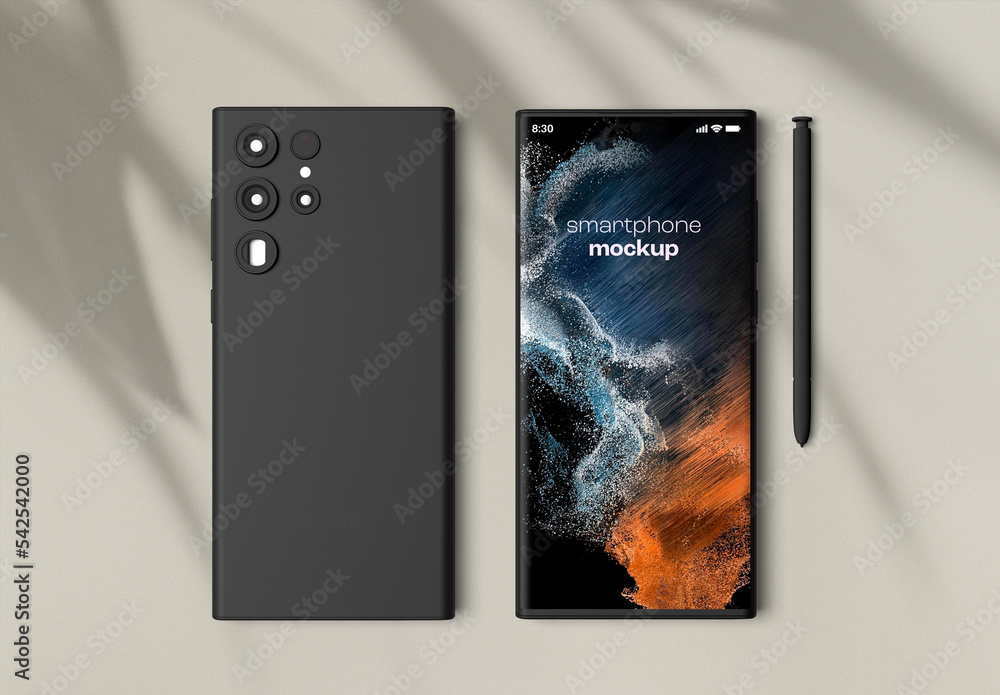 Smart Phone Mockup with Editable Background and pen Stock Template ...