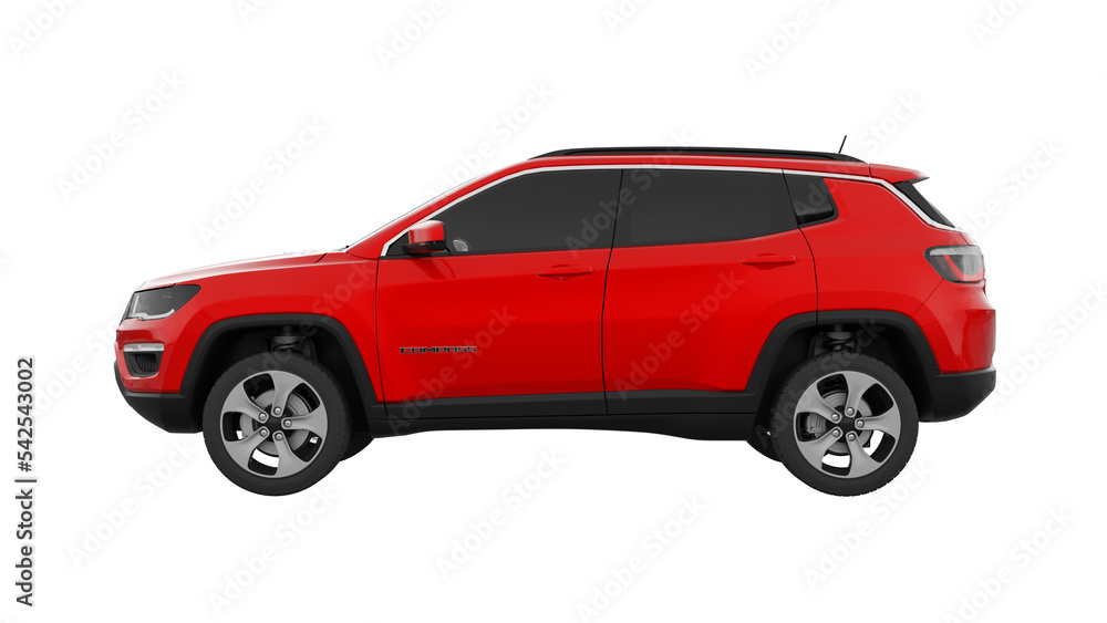 red JEEP COMPASS, side view, 3d rendering of PNG transparent car Stock ...