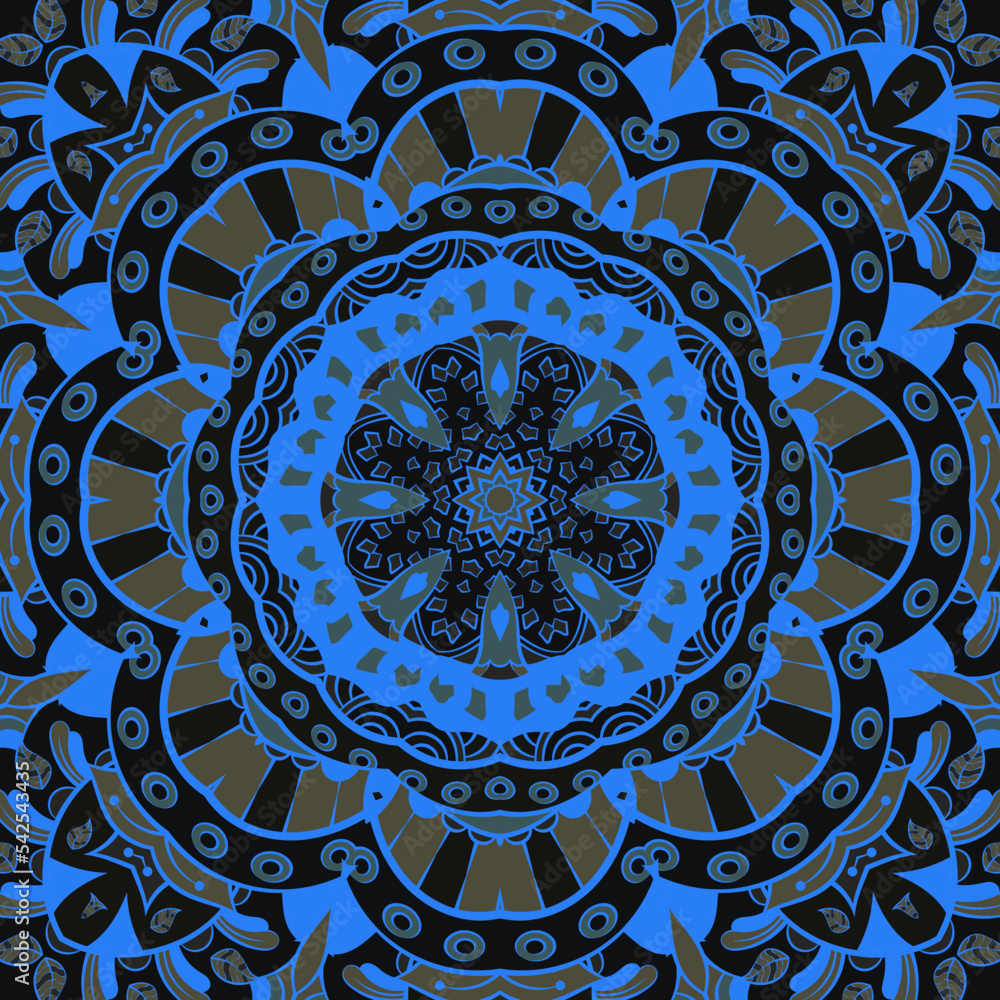 Seamless tile texture. Tracery mehndi design image. Dark toxic colors ...