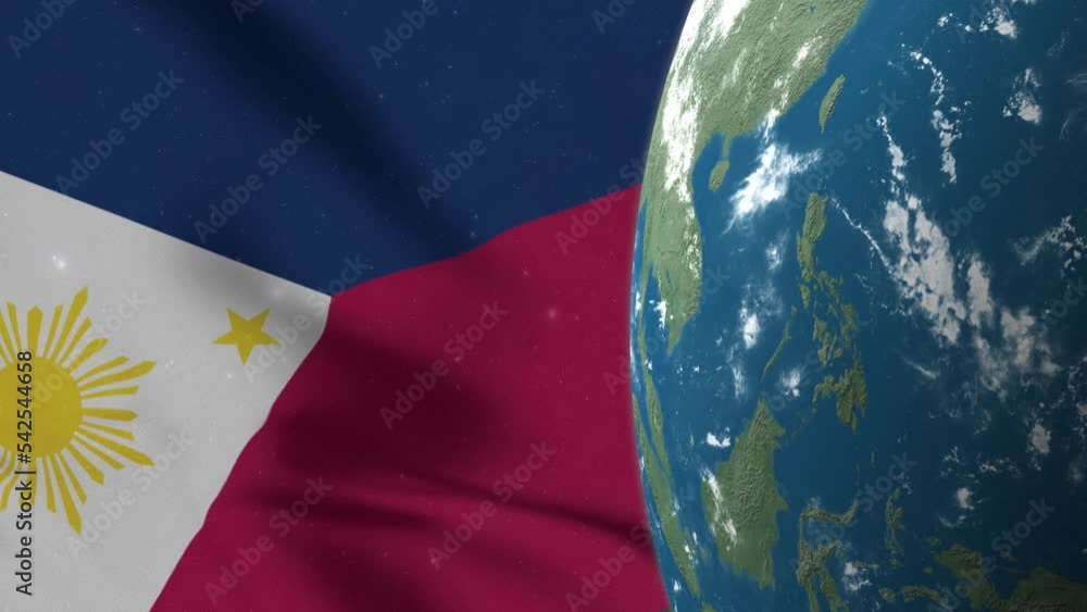 Philippines Flag and Philippines Map on Earth Globe 4K Stock Video ...
