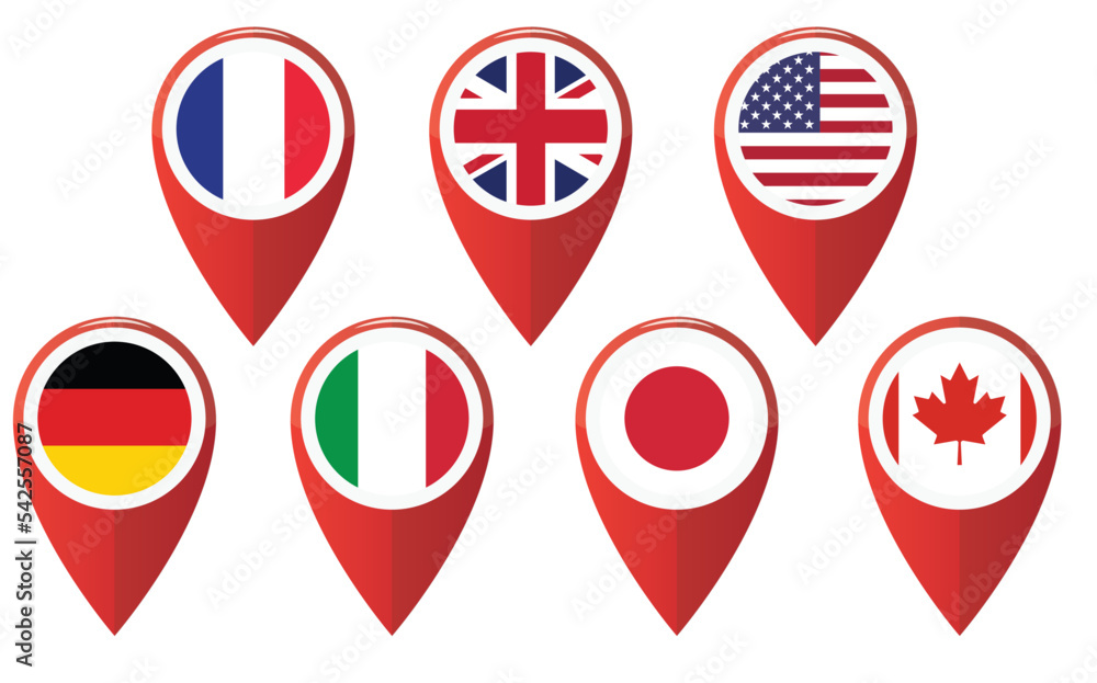 G7 member countries map location symbol Stock Vector | Adobe Stock