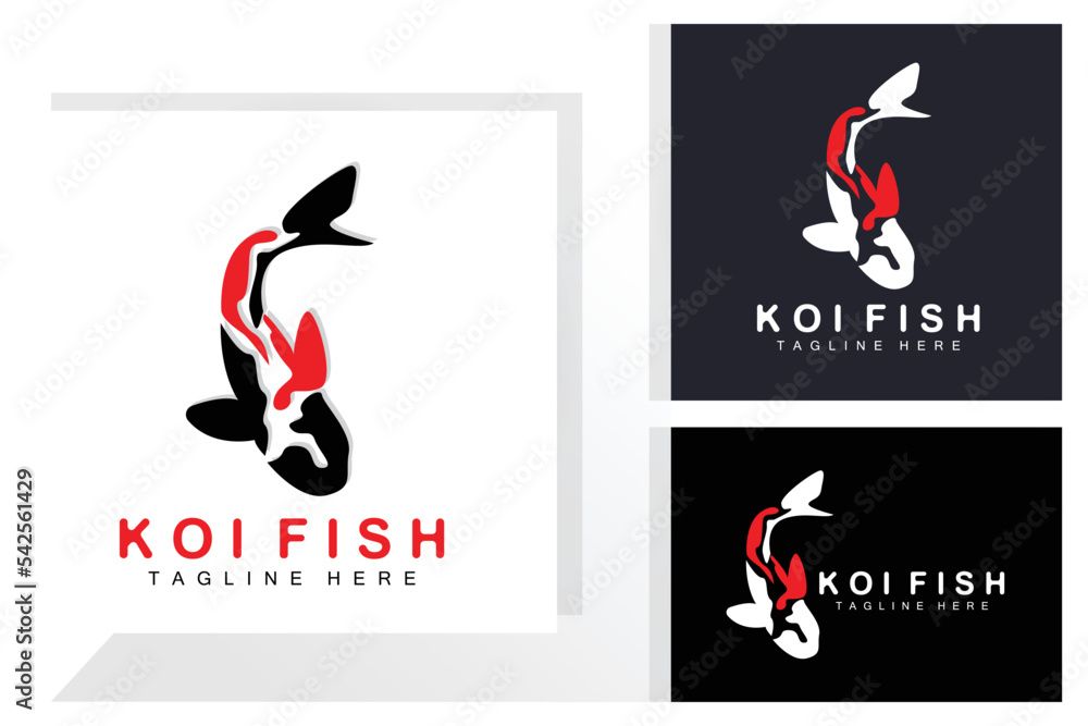 Koi Fish Logo Design, Chinese Lucky And Triumph Ornamental Fish Vector ...