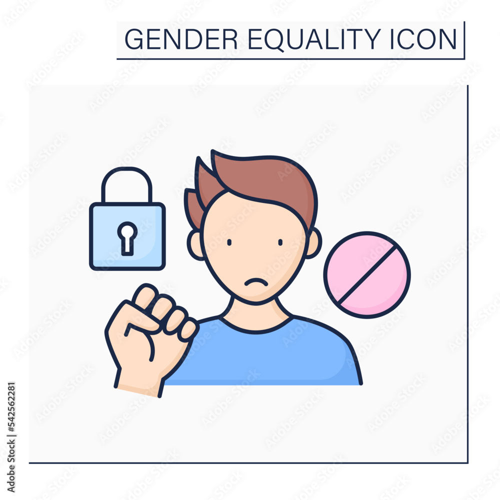 Violence color icon. Gender-based abuse to men. Harassment and bullying ...