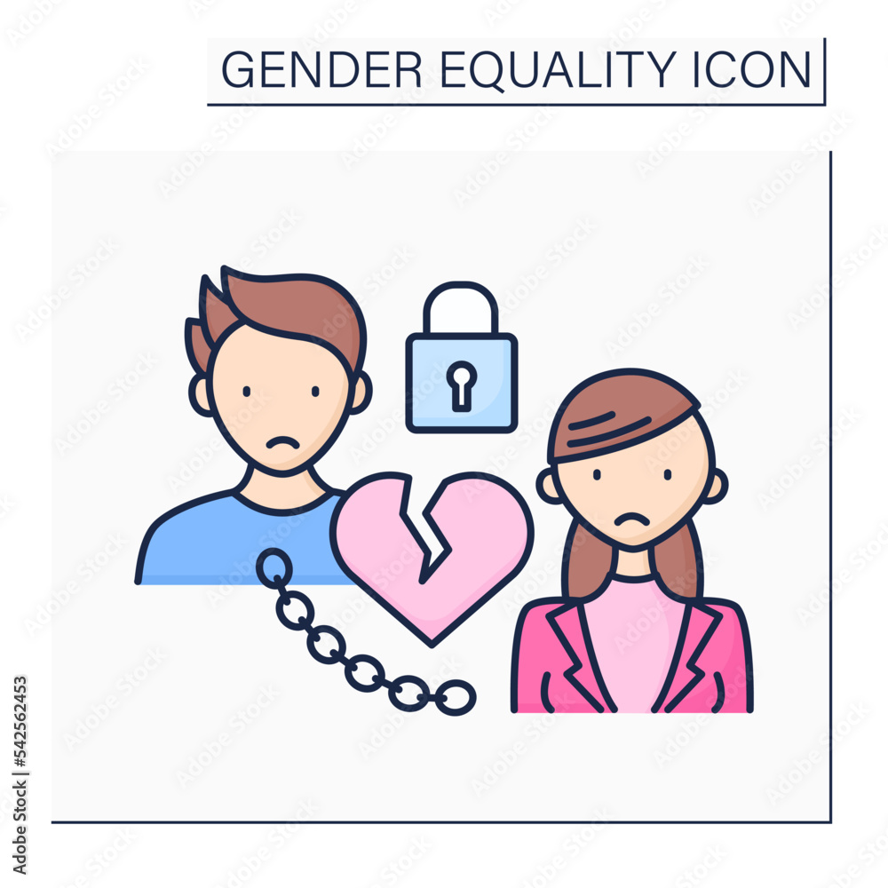 Sexual slavery color icon. Forced marriage. Illegal relationships ...