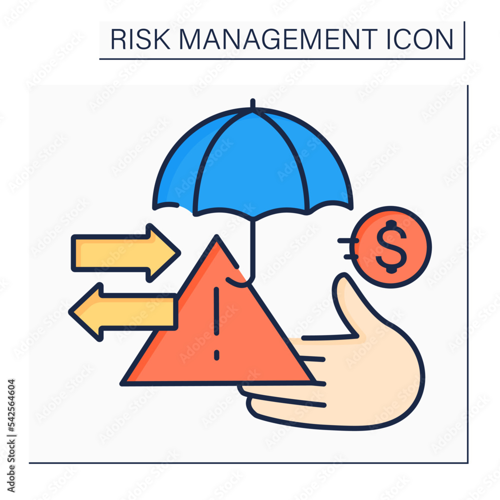 Risk transfer color icon. Potential loss shifted to third party. Takes ...