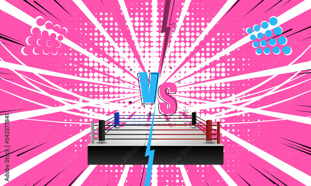 Boxing ring arena field with stadium letters for sports and fight Vs ...