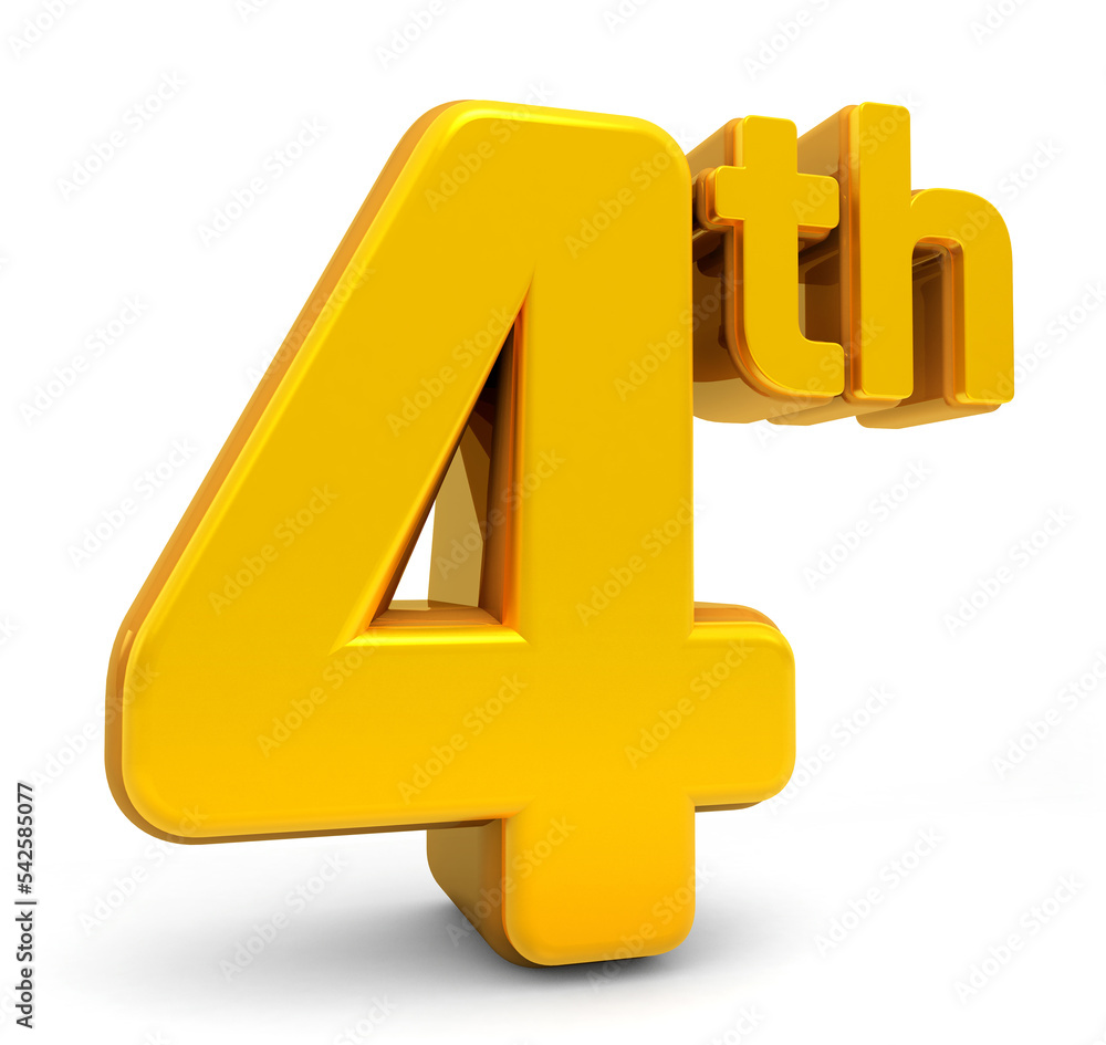 Fourth Place 3d isolated on white background. Winner Number Four ...