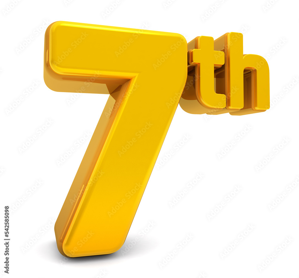 Seventh Place 3d isolated on white background. Winner Number Seven ...