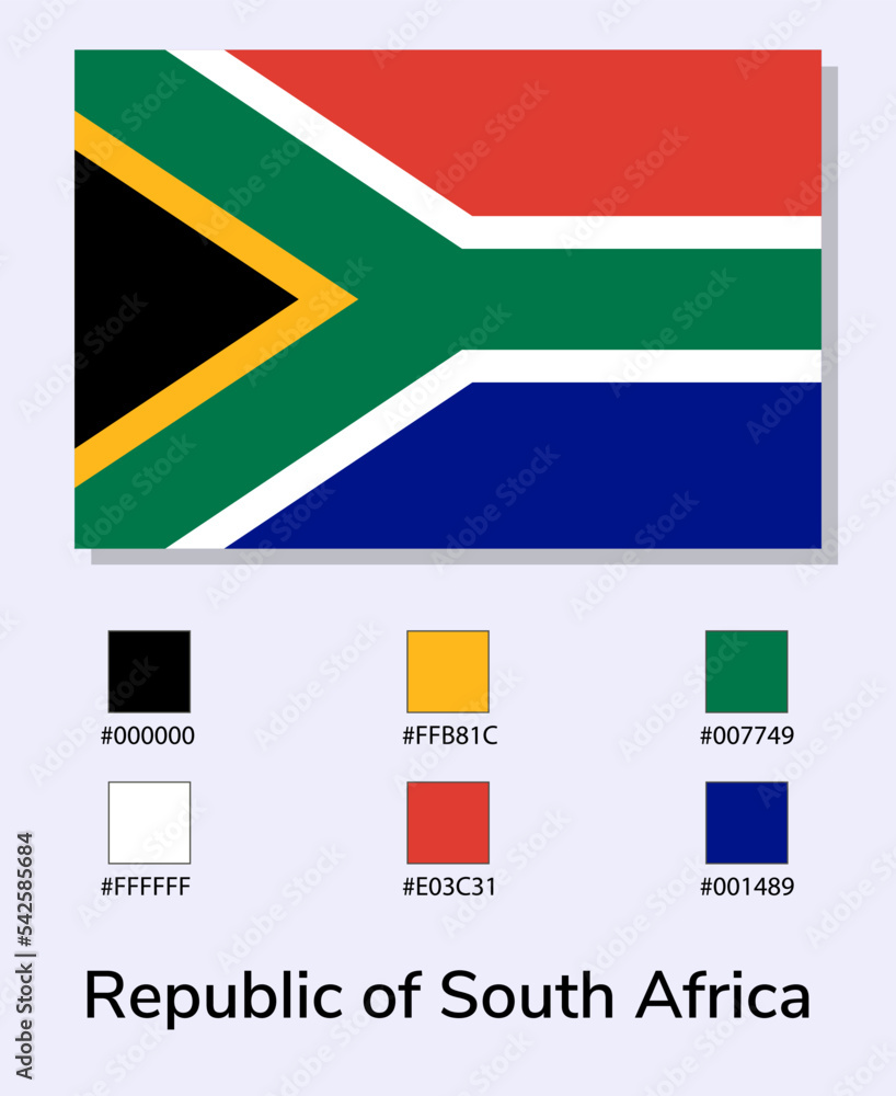 Vector Illustration of South Africa flag isolated on light blue ...
