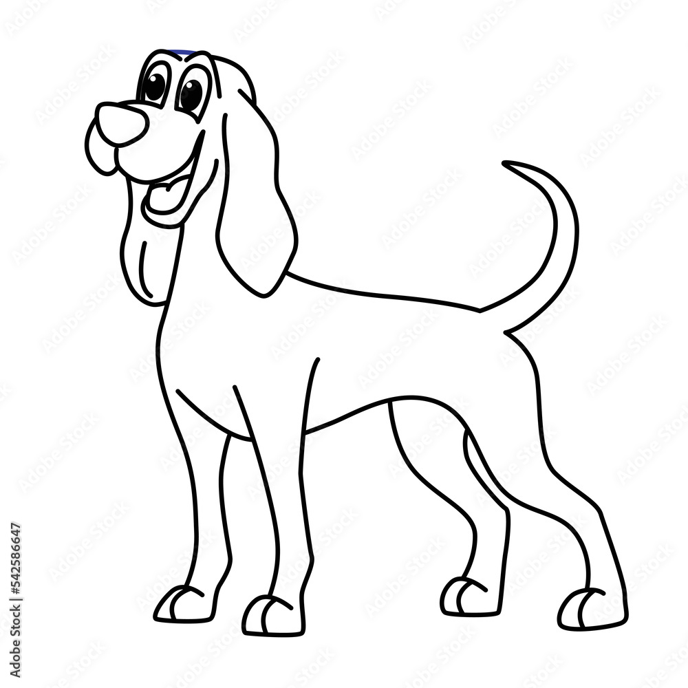 Cute dog cartoon characters vector illustration. For kids coloring book ...