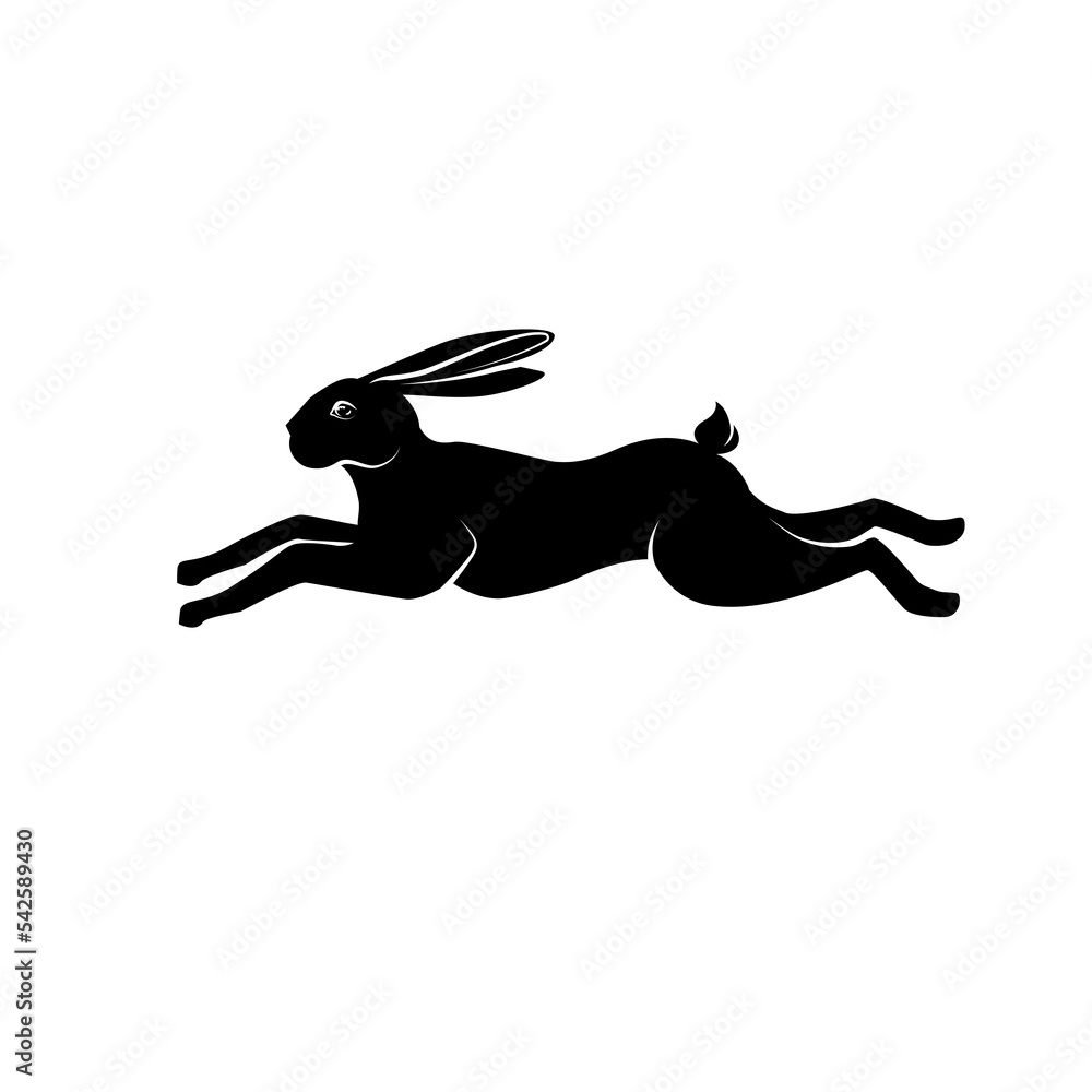 Rabbit running silhouette, hare silhouettefor cutting, symbol of ...