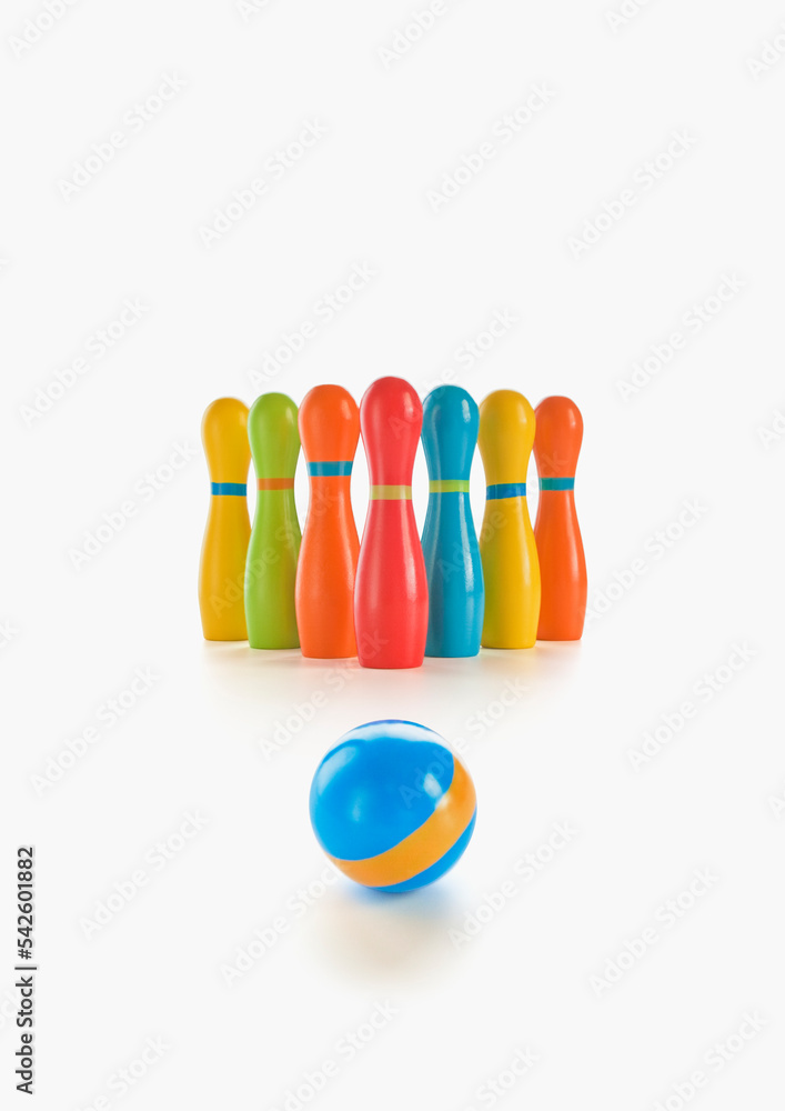 Bowling pins and ball Stock Photo | Adobe Stock