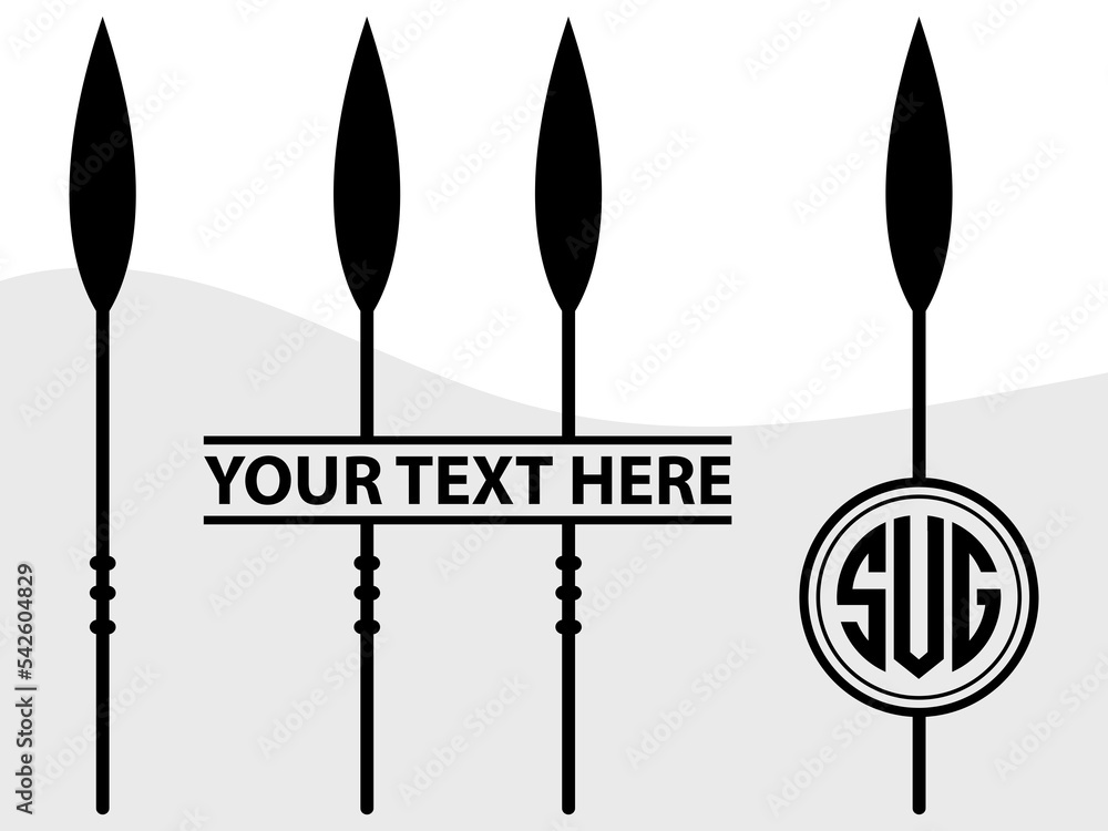 Spear SVG, Spear Monogram, Weapon Silhouette, Pike Weapon Svg, Sparta ...