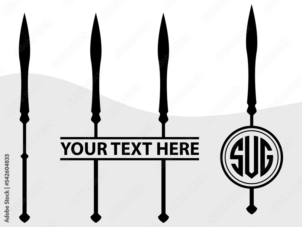 Spear SVG, Spear Monogram, Weapon Silhouette, Pike Weapon Svg, Sparta ...