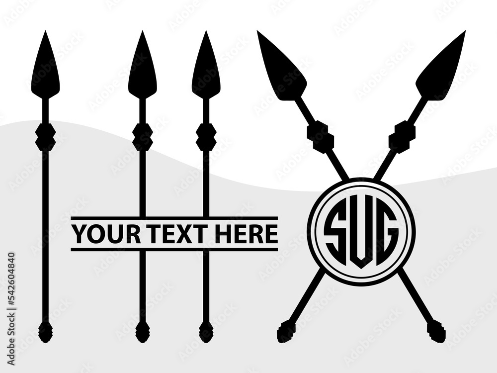Spear SVG, Spear Monogram, Weapon Silhouette, Pike Weapon Svg, Sparta ...