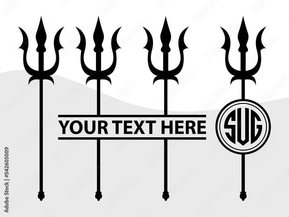 Trident SVG Cut Files, Trident Monogram, Pitchfork Silhouette, Trident ...