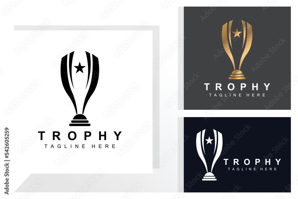 Trophy Logo Design, Award Winner Championship Trophy Vector, Success ...