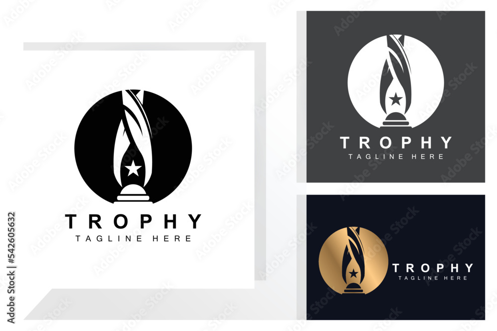 Trophy Logo Design, Award Winner Championship Trophy Vector, Success ...