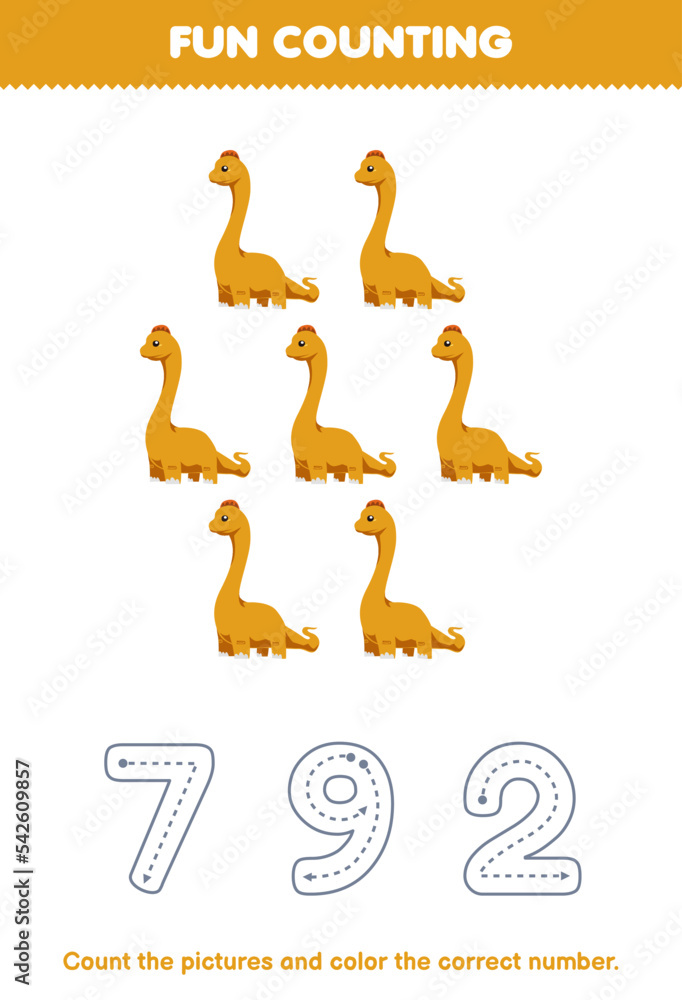 Education game for children count the pictures and color the correct ...