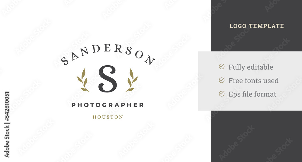 Natural curved tree branch with leaves beauty minimalist premium logo ...