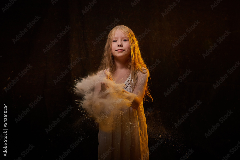 A girl in a white shirt and with long hair, looking like a ghost. A ...