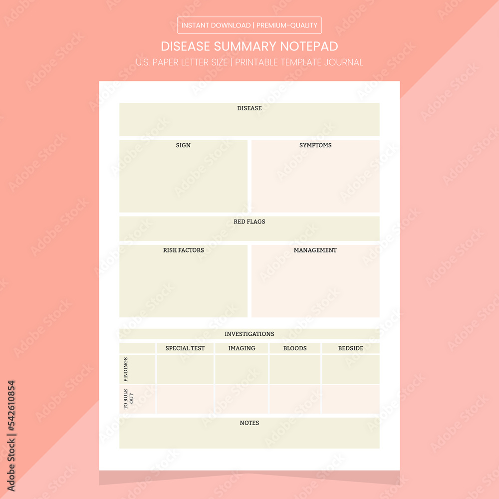 Disease Summary Notepad | Disease Summary Notebook | Disease Summary ...