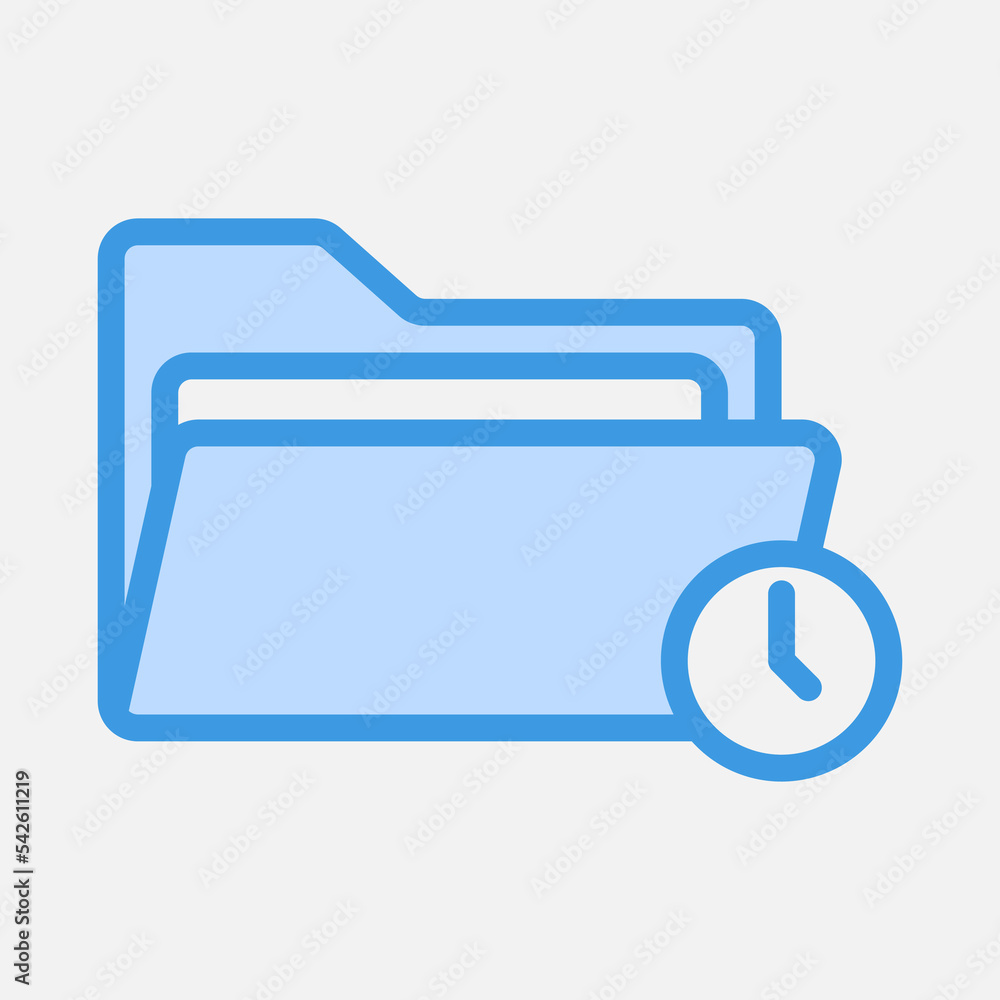 Pending icon in blue style about folders, use for website mobile app ...