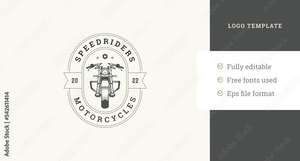 Vintage motorcycle racing border logo design template speed adrenaline ...