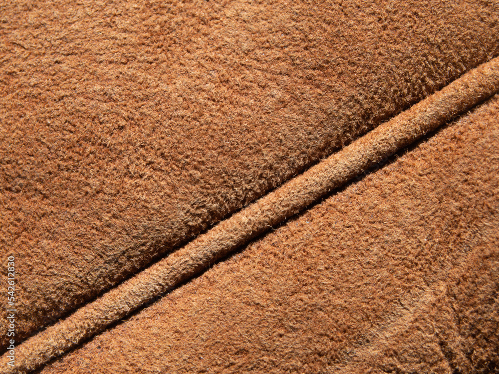 Texture of brown suede leather with a diagonal seam. brown texture ...