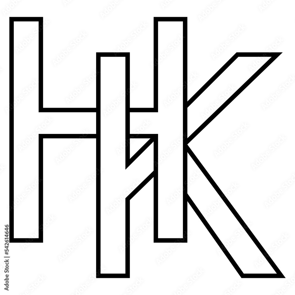 Logo sign hk kh icon nft, interlaced letters k h Stock Vector | Adobe Stock