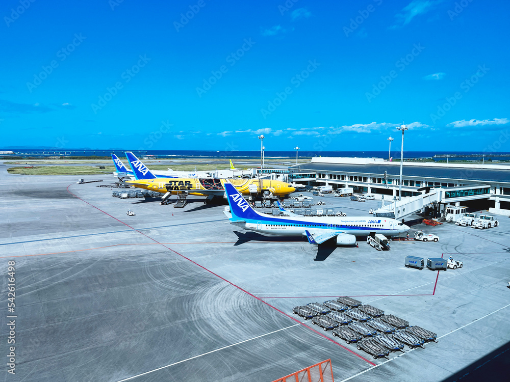 View of Naha Int'l Airport with ANA airplanes Okinawa, Japan Stock ...