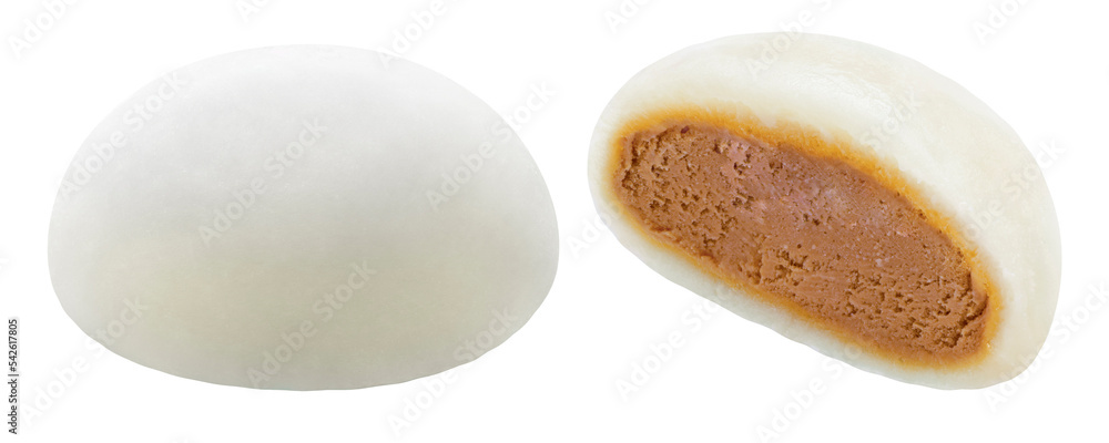 Mochi dessert with custard cream isolated on white background, Mochi ...