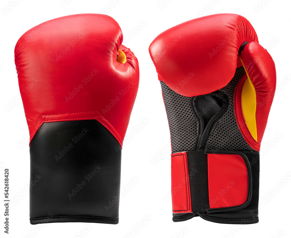 Red Boxing gloves isolated on white background, Red and black boxing ...
