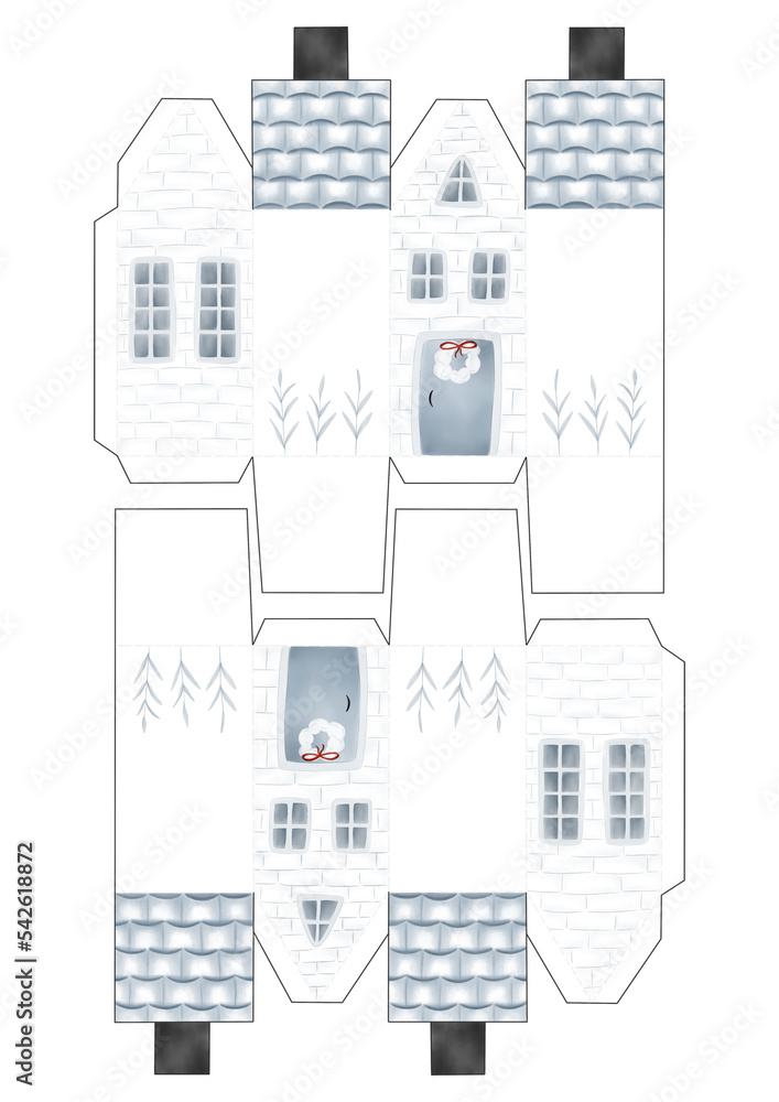 Cute Christmas houses for printing advent calendar, house template ...
