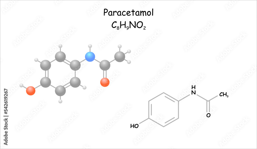 Stylized molecule model/structural formula of paracetamol. Stock Vector ...