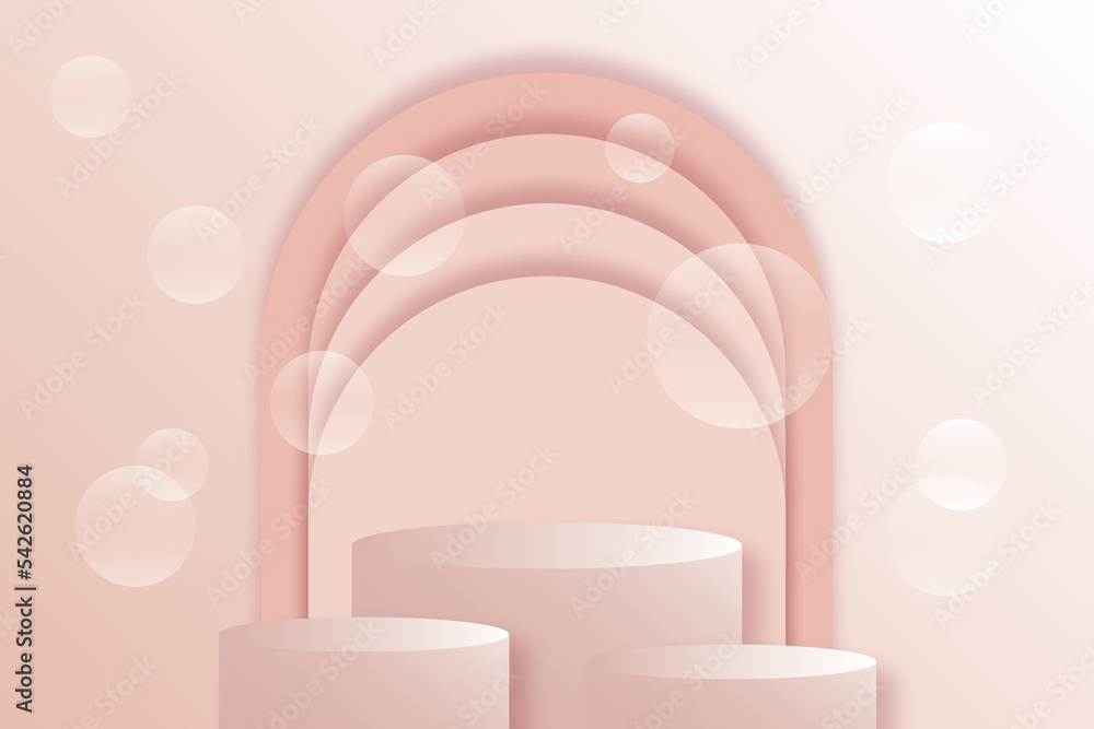 Pink product background stand or podium pedestal with light and .air ...