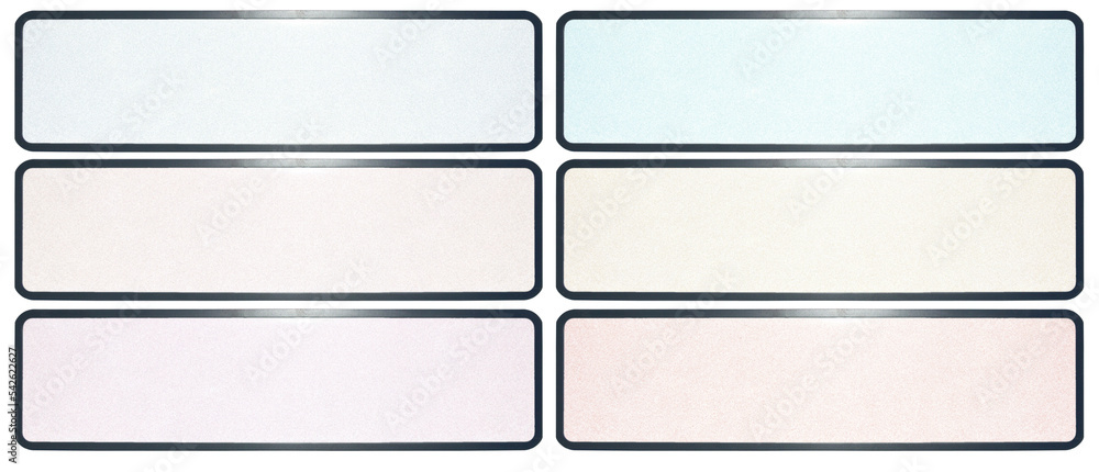 Plaques d’immatriculation couleurs vierge de tout marquage Stock ...