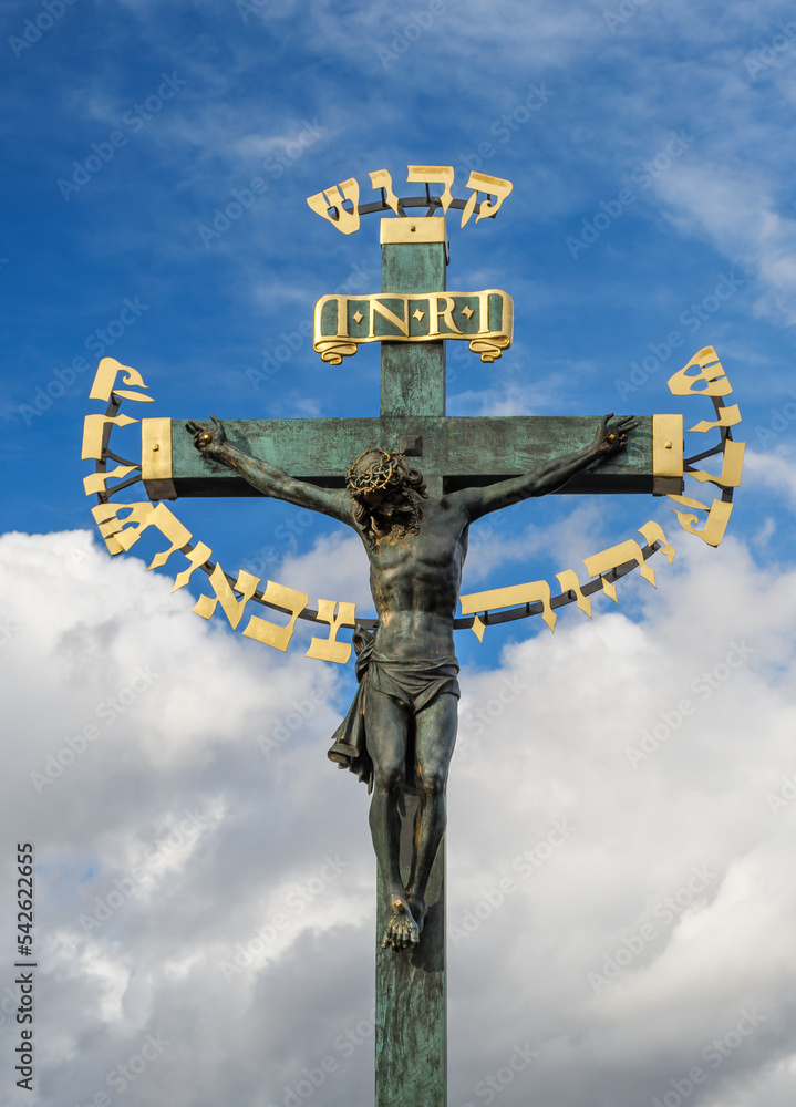 Christian Crucifixion, bronze statue of Jesus Christ, decoration on the ...