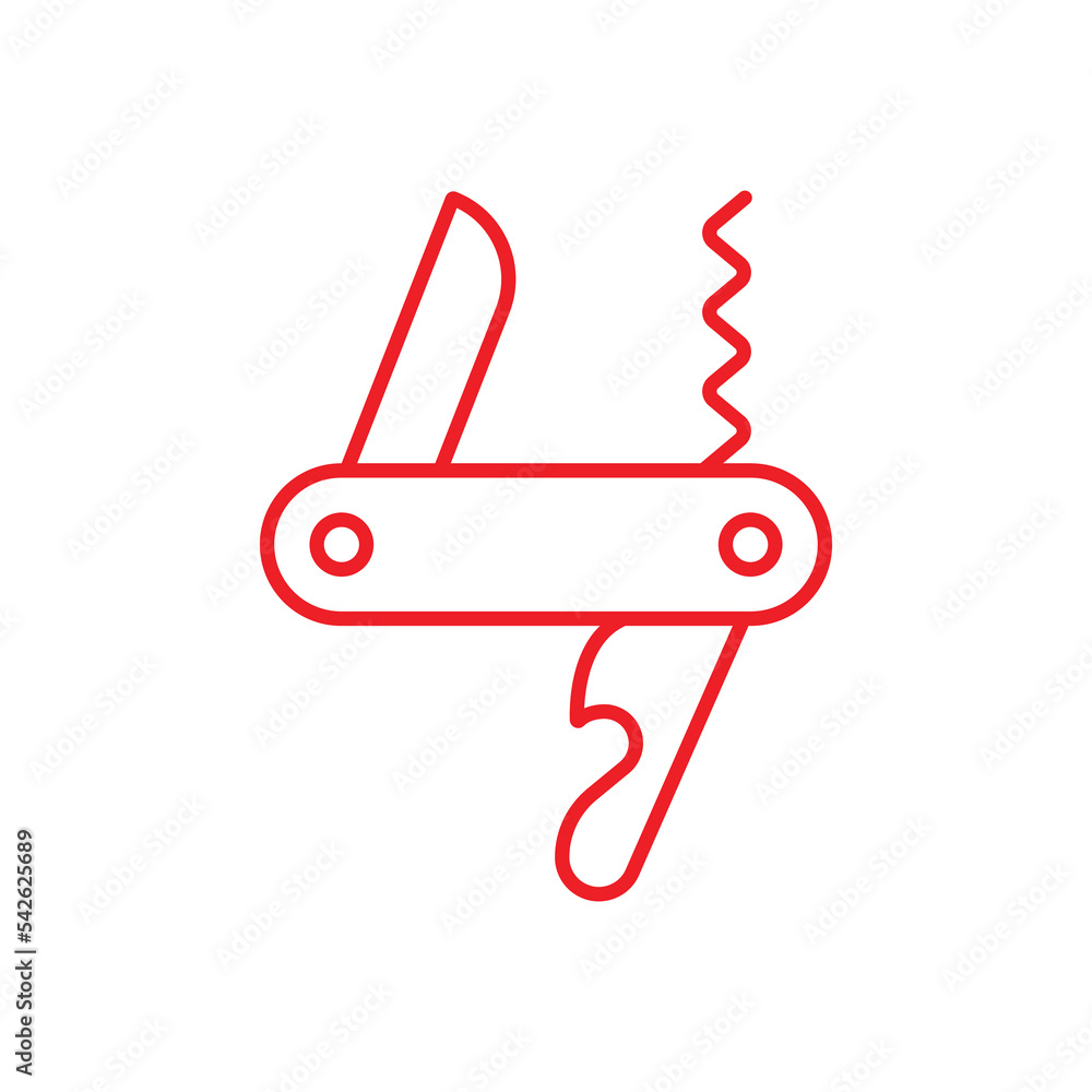 eps10 red vector Multi knife icon line art isolated on white background ...