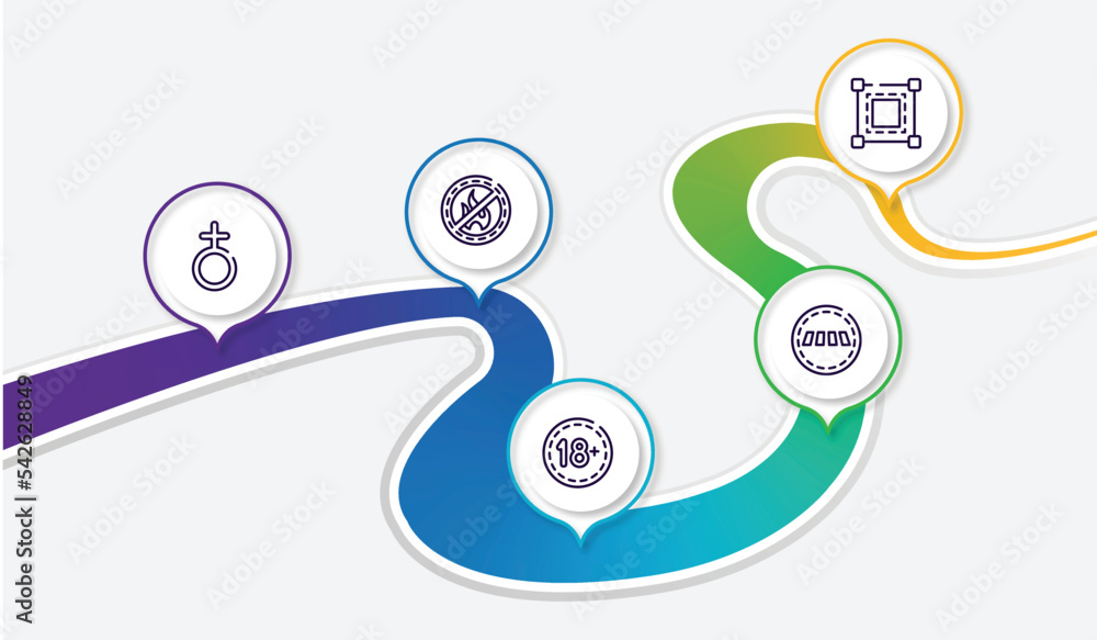set of signs outline icons with infographic template. thin line icons ...