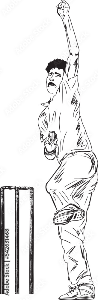 A vector illustration of the legendary cricket bowler in action in ...