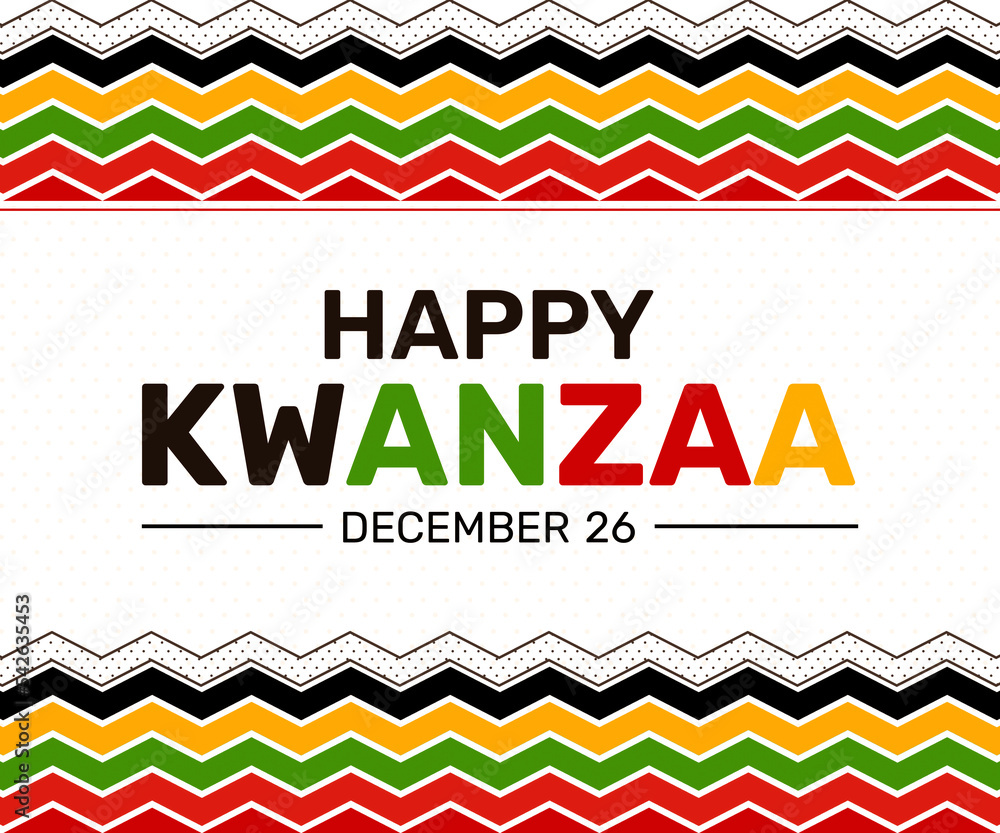 Happy Kwanzaa Celebration background in colorful traditional border ...