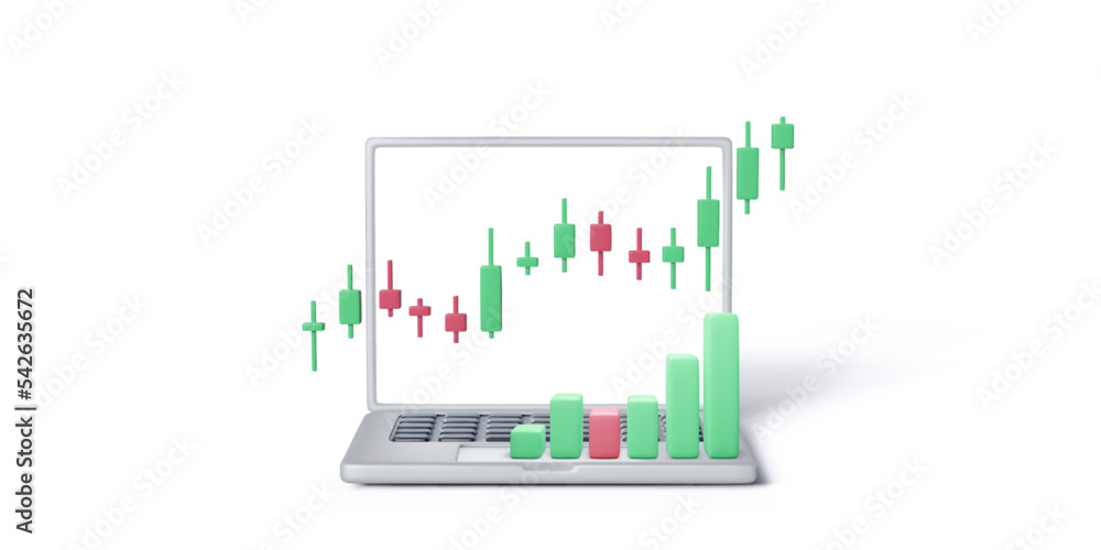 Stock exchange trading concept. Online trade on stock market. 3D render ...