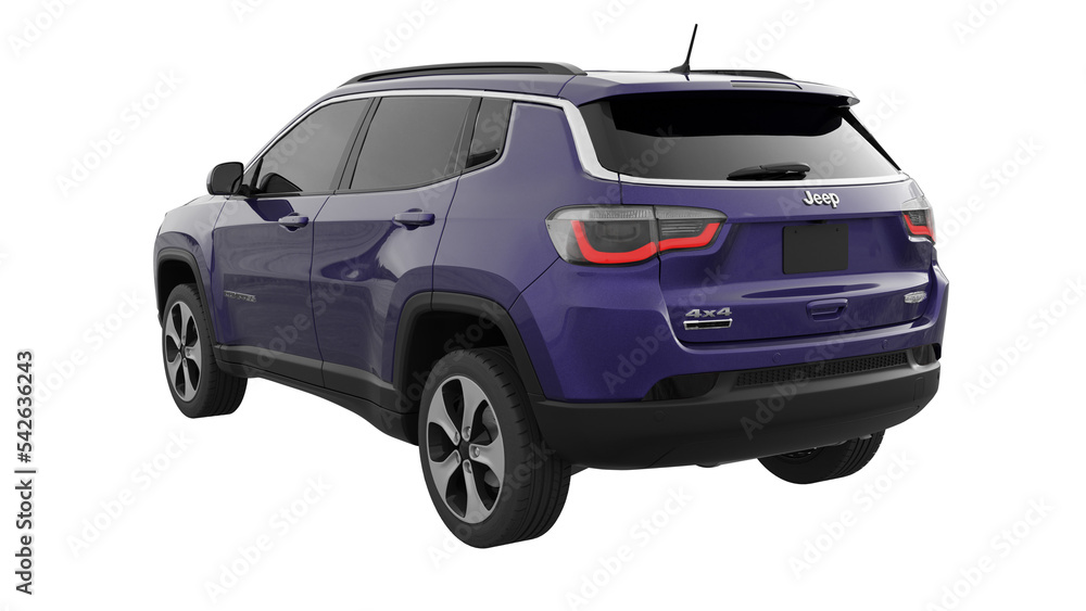 blue JEEP COMPASS, back view, 3d rendering of PNG transparent car Stock ...
