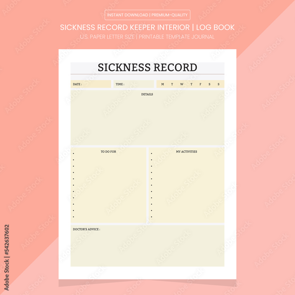 Vetor do Stock: Sickness Record Keeper Interior | Sickness Record Book ...